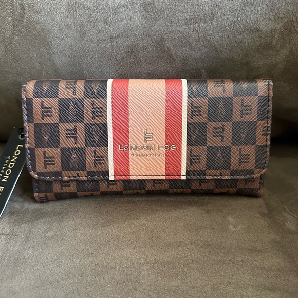 London Fog | Bags | London Fog Cognac Sophia Signature Flap Wallet ...
